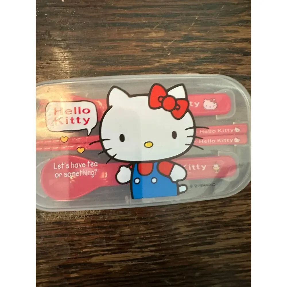 Hello Kitty | Other | Hello Kitty Lunch Chopsticks Fork Spoon Trio ...